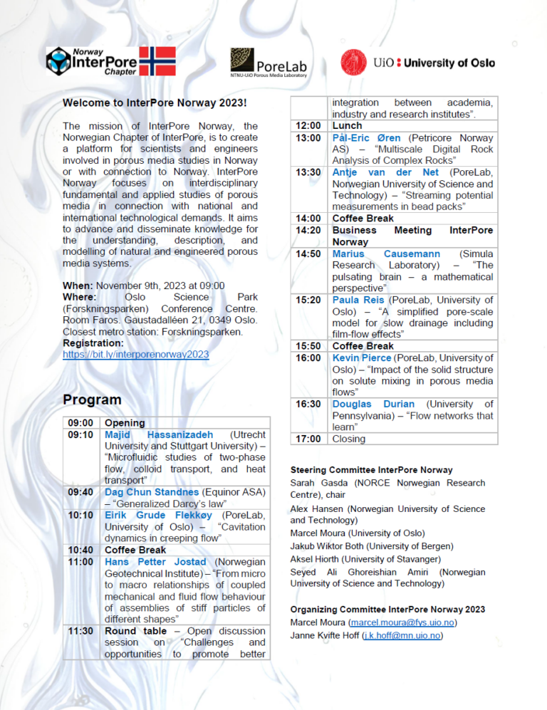 Reserve the day for Interpore Norway on November 9th in Oslo – PoreLab